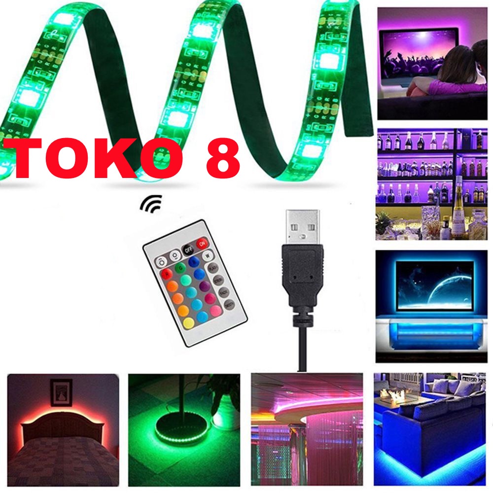 Jual LAMPU STRIP LED USB 5V 5050 SMD+REMOTE RGB UNTUK DEKORASI RUMAH/TV ...