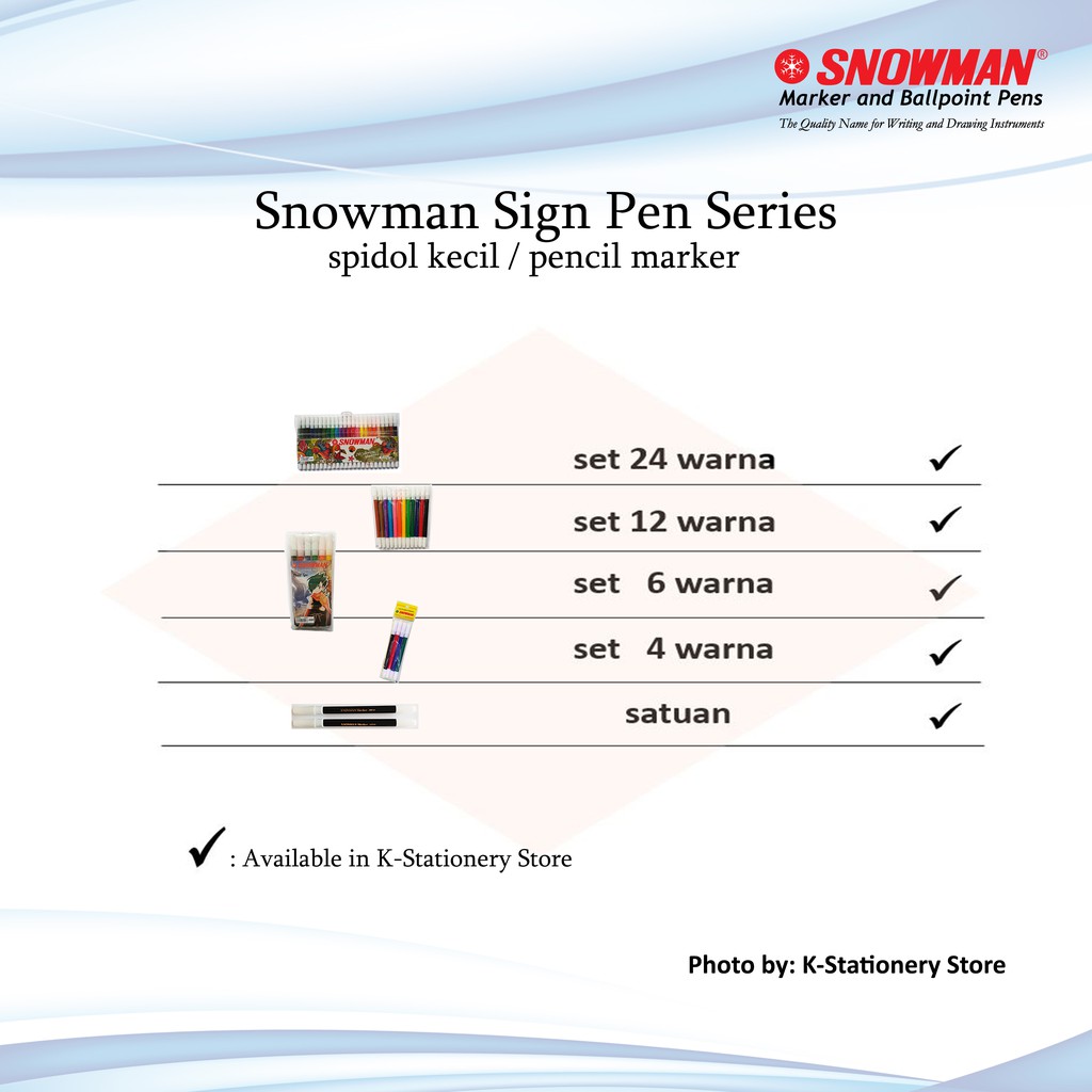 Jual Original Spidol Kecil Snowman Set – 12 Colours – Pencil Marker ...
