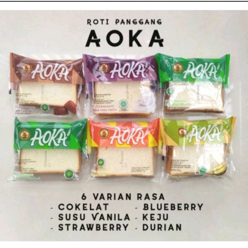 Jual [promo] Roti Panggang Aoka Coklat Vanilla Strawberry Durian All