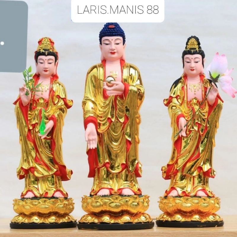 Jual patung buddha triratna/si fang san sen/ buddha sakyamuni kwan im ...