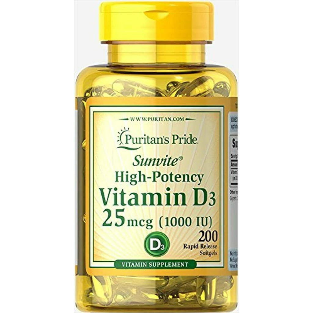 Jual Puritan's Pride Vitamin D3 1000 IU (200 Softgels) | Shopee Indonesia