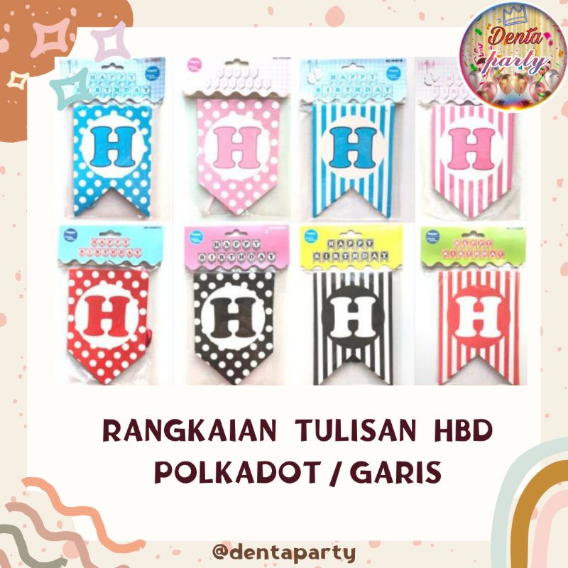 Jual Rangkaian Happy Birthday Garis Polkadot/Banner Happy Birthday ...