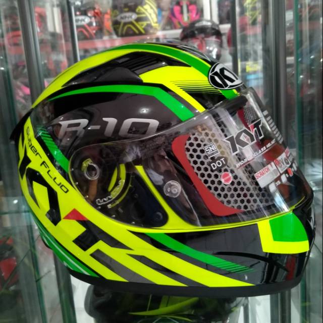 Jual Helm KYT R10 Super Fluo Kuning Hijau | Shopee Indonesia