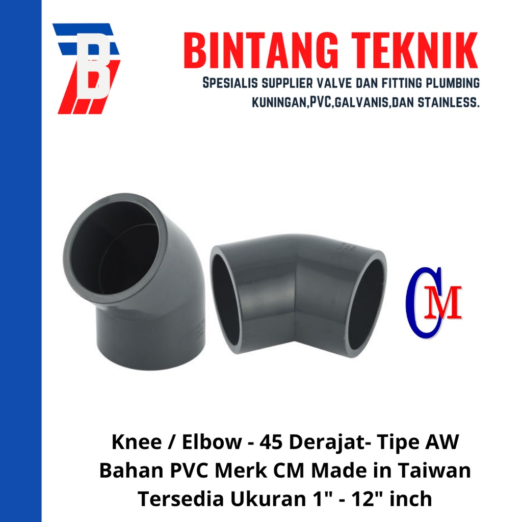 Jual Elbow / Knee 4" inch PVC AW Merk CM Taiwan 45 Derajat | Shopee ...
