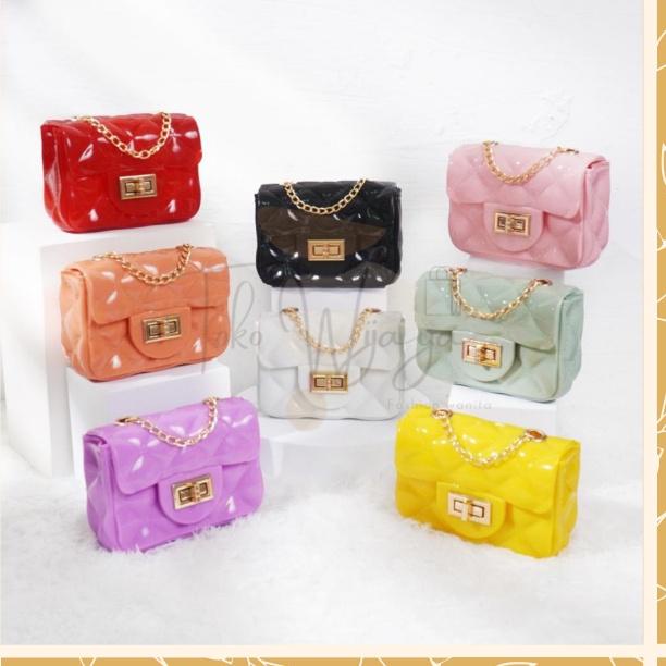 Jual TAS JELLY GLOSSY MINI KOTAK | TAS JELLY MINI RUBBER | TAS MINI ...
