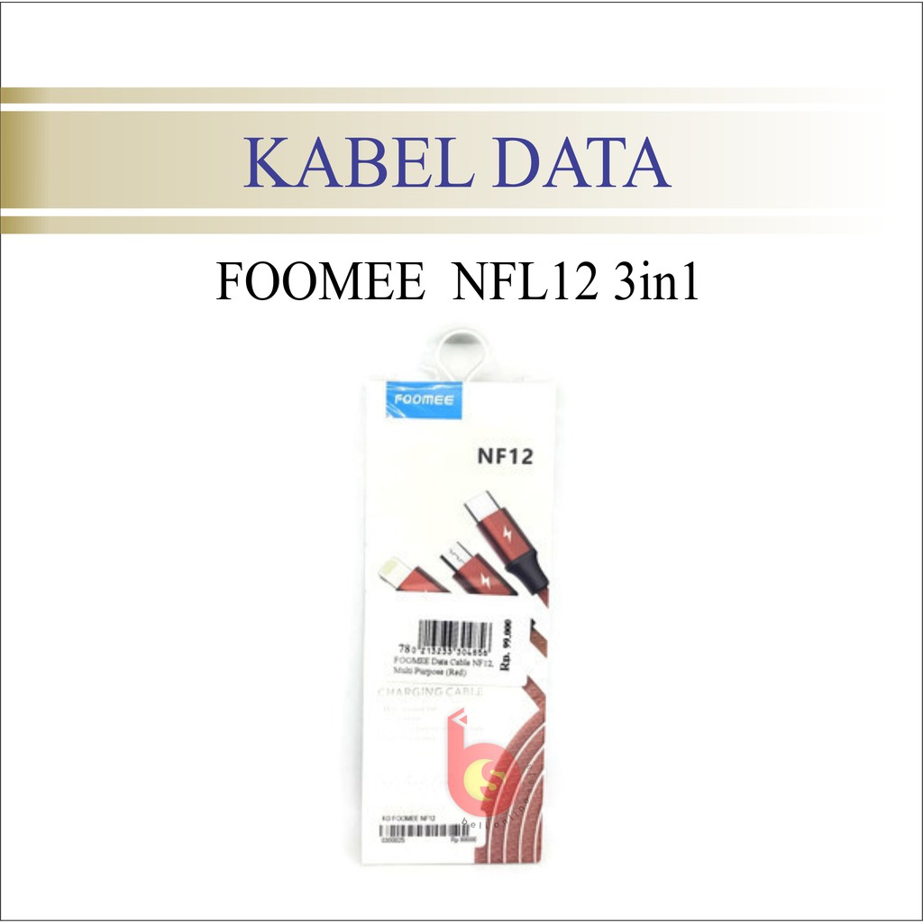 Jual KEBEL DATA FOOMEE NF12 3IN1 FOR LIGHTNING+MICRO+TYPE C | Shopee ...