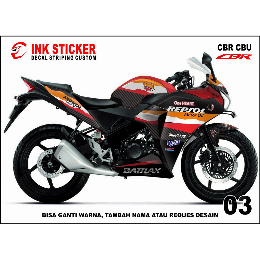 Jual Sticker Decal CBR THAILAND, CBR CBU 150R / 250R Desain 03 fullbody ...