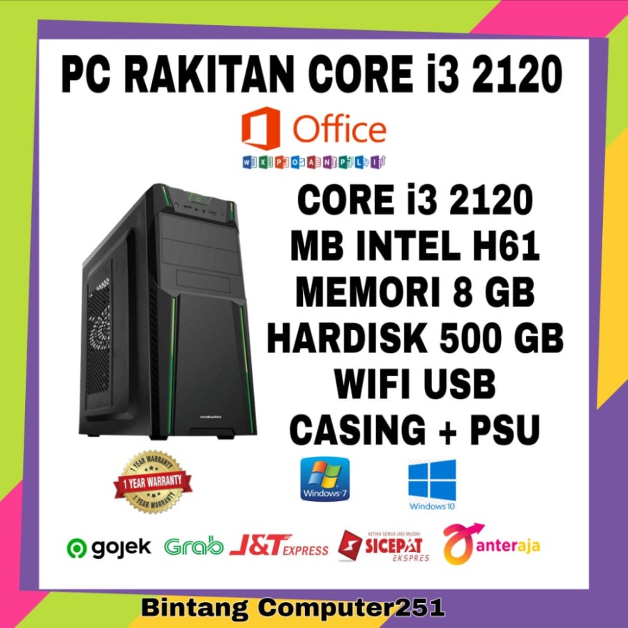 Jual Pc Rakitan Core i3 2120 / Memori 8 Gb / Hardisk 500 Gb / Wifi Usb ...