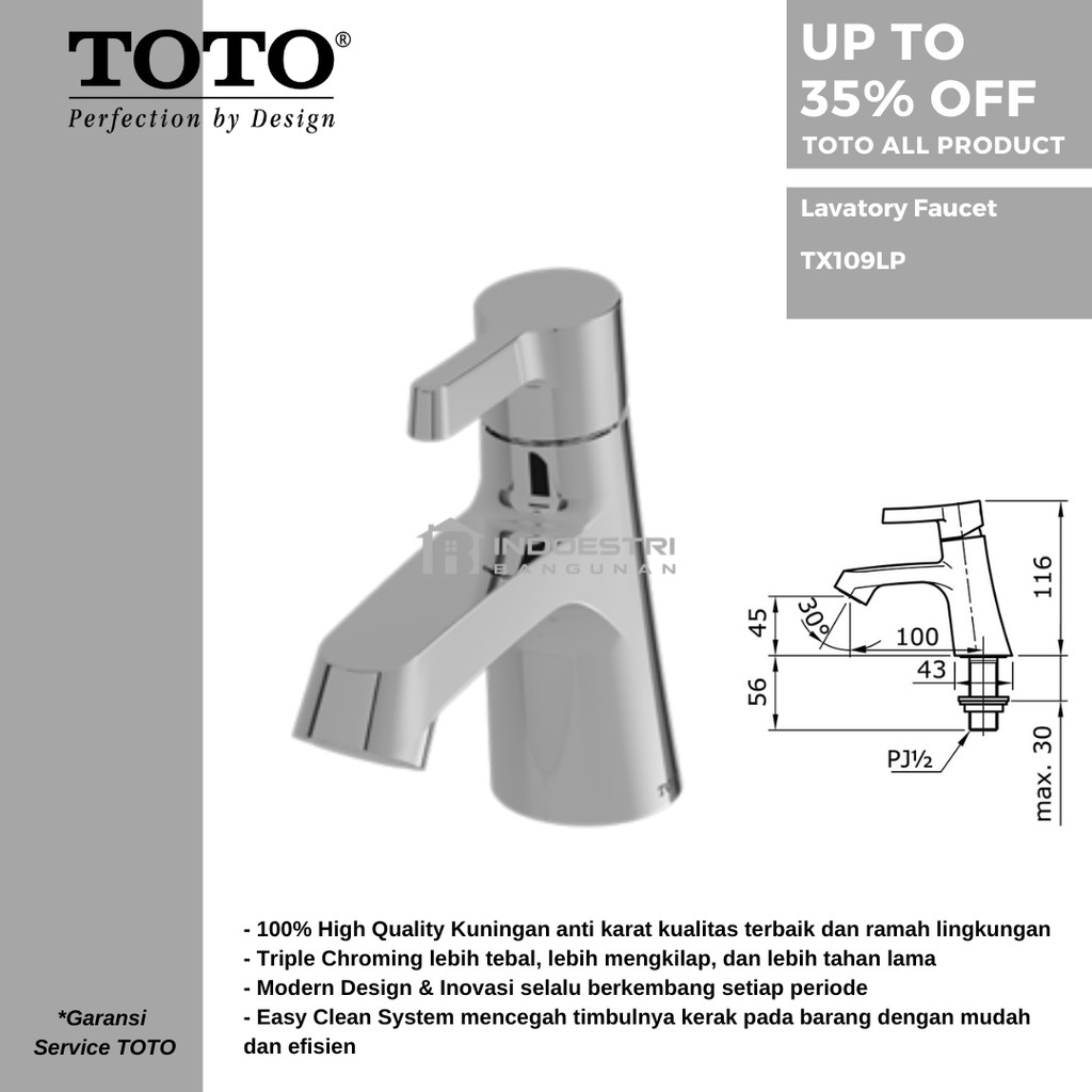 Jual Kran Wastafel TOTO TX109LP (Cold Only) | Shopee Indonesia