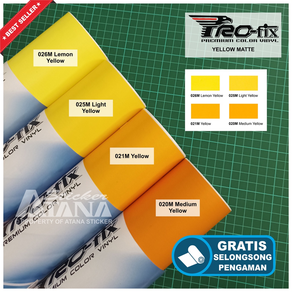 Jual Skotlet Kuning Doff Stiker Yellow Dop Lemon Matte Decal Meteran ...