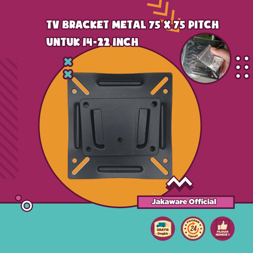 Jual TV BRACKET METAL 75 x 75 PITCH UNTUK 14-22 Inch MONITOR TV BREKET ...