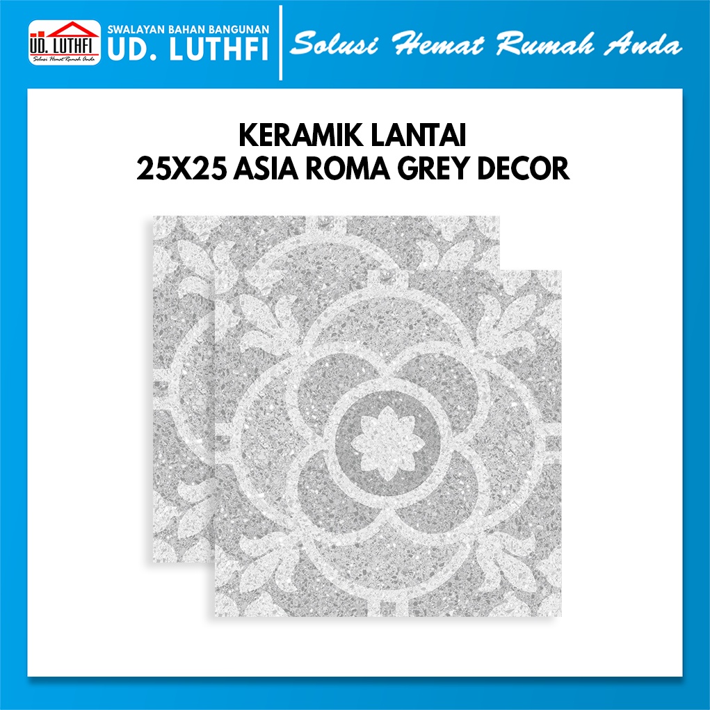 Jual Keramik Lantai Kamar Mandi 25x25 Asia Roma Grey Decor B | Shopee ...