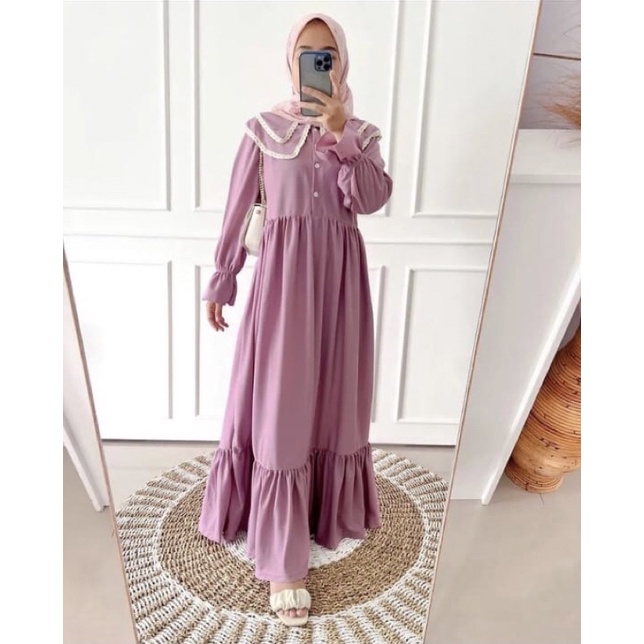 Jual PGMT - TERMURAH ELFANA YUKI DRESS KOREAN GAMIS AIRFLOW CRINKLE ...
