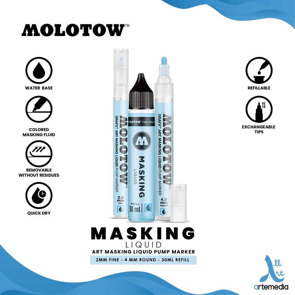 Jual Molotow Grafx Art Masking Liquid Pump Marker Precision Masking Pen ...