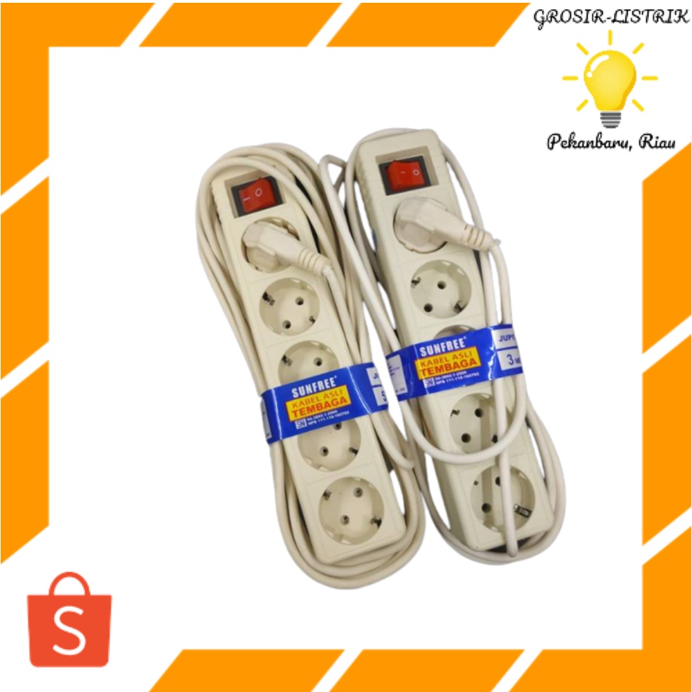 Jual Stop Kontak / Cok Sambung 3 Lubang / 4 Lubang / 5 Lubang + Saklar On Off + Kabel 3 Meter ...