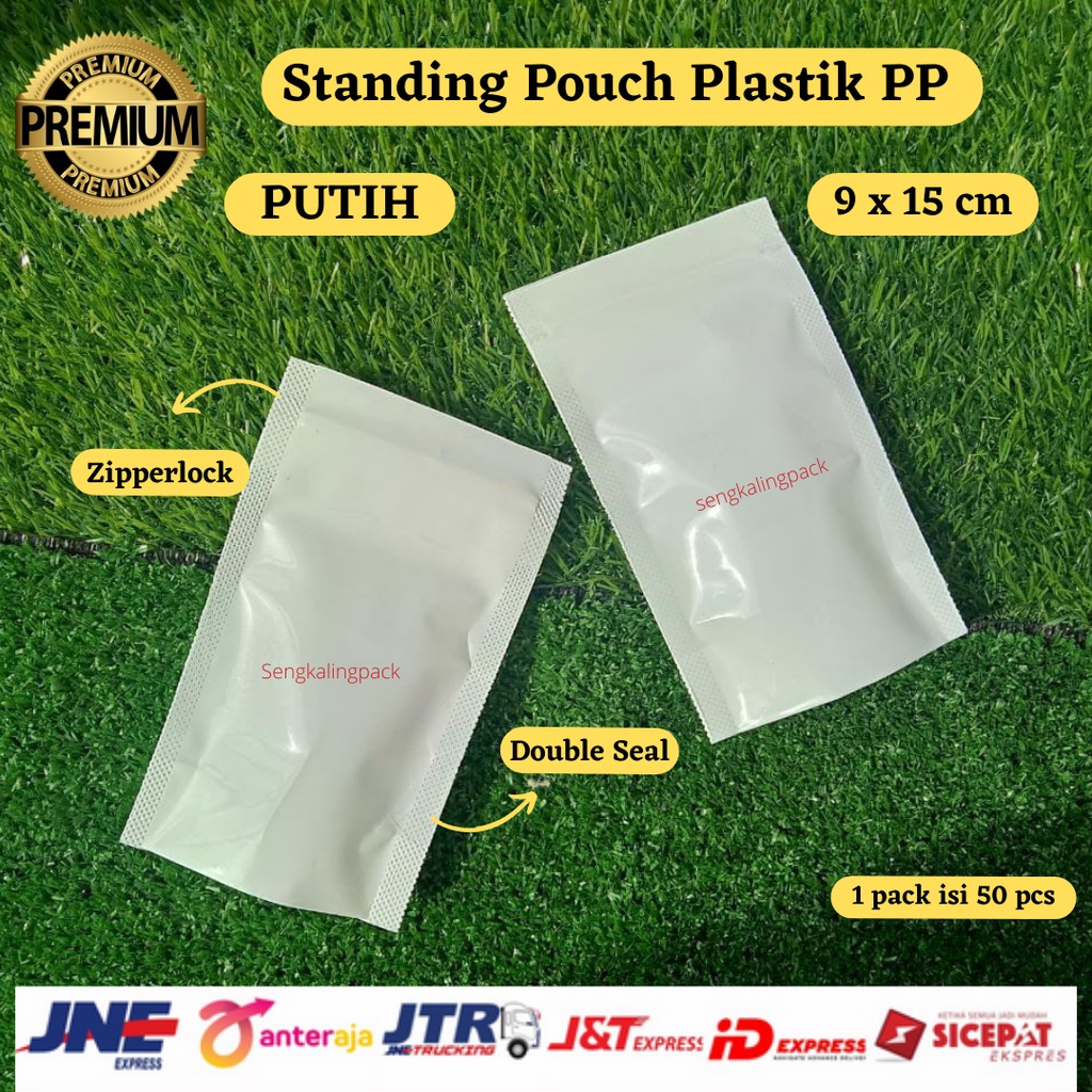Jual [50 pcs] STP STANDING POUCH PLASTIK PP WARNA PUTIH UKURAN 9x15 ...