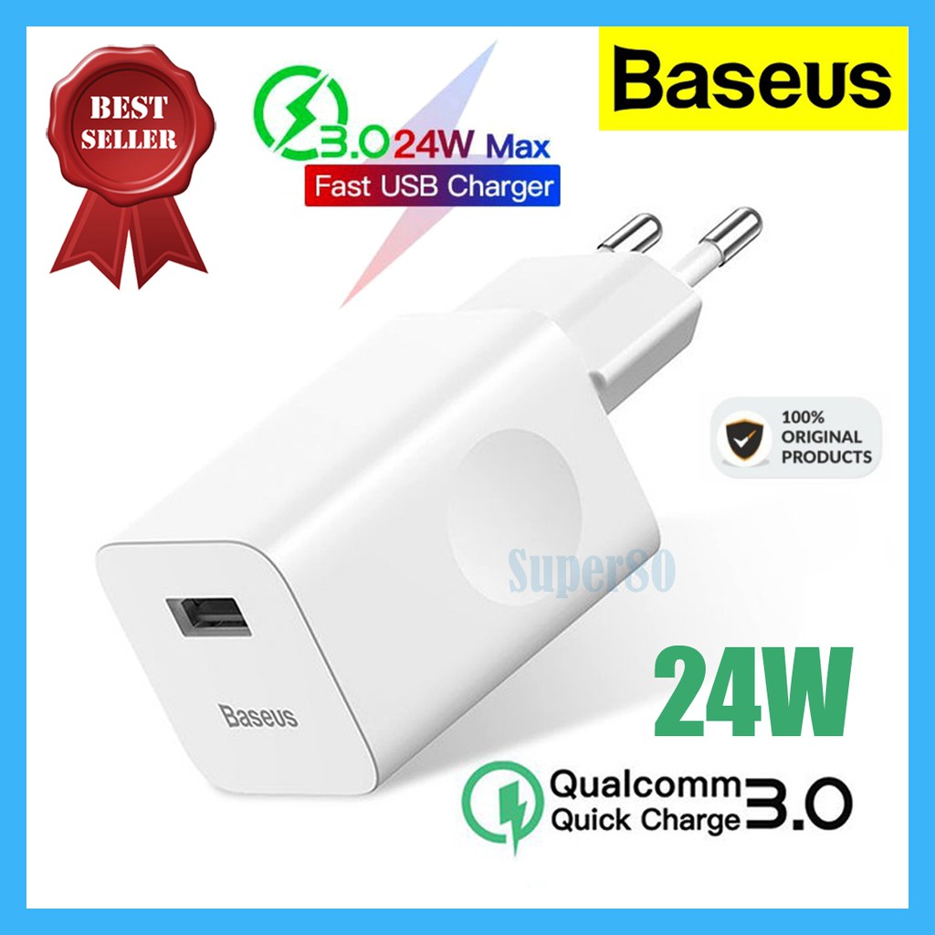 Jual Baseus Adaptor 24W USB QC 3.0 Fast Charging Power Charger Adapter Quick Charge | Shopee ...