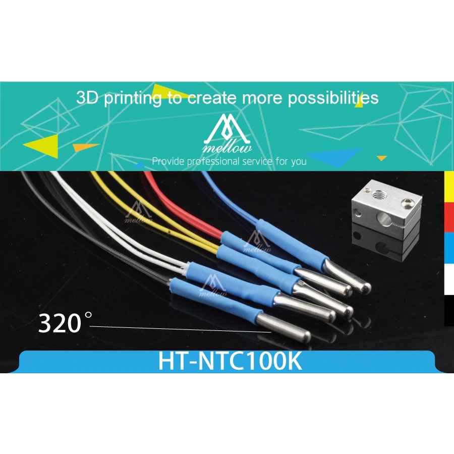 Jual Mellow HT NTC100K Ohm Thermistor High Temp NTC-3950 V6 Heat Block ...