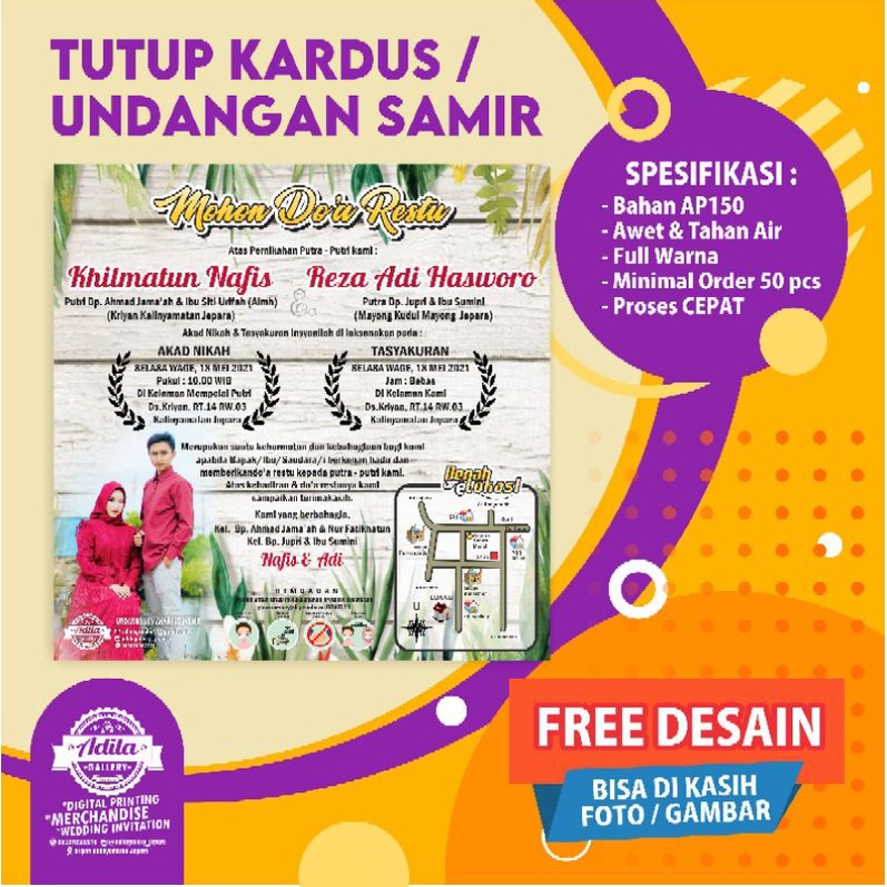 Jual KARTU UNDANGAN / SAMIR BERKAT / TUTUP KARDUS / AQIQAHAN / KHITANAN ...