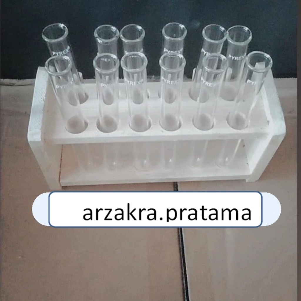 Jual Tabung reaksi / testtube 17 ml 16x150 mm + rak kayu 12 lubang ...