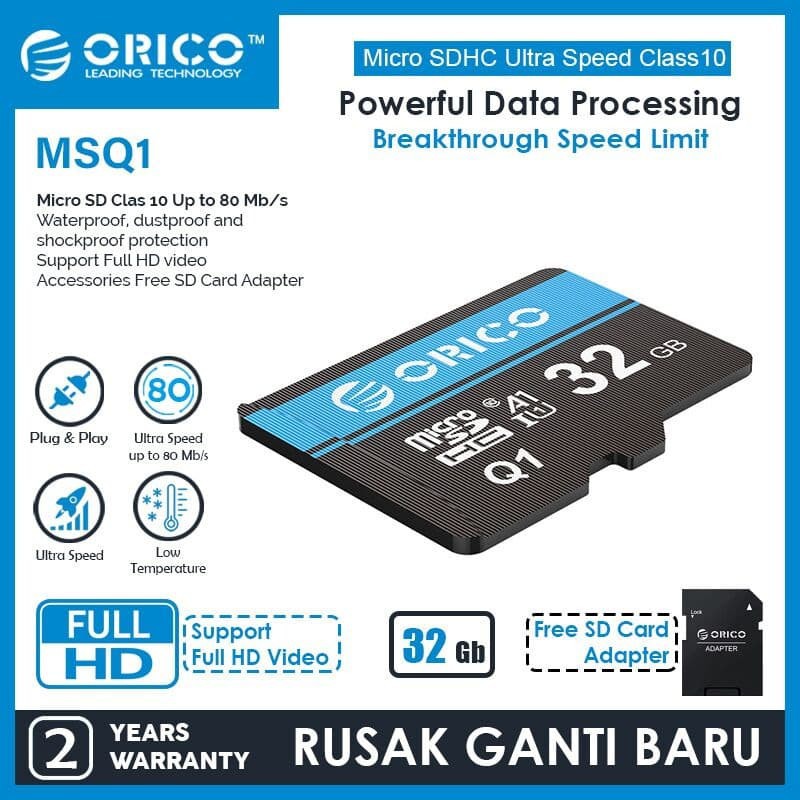 Jual Micro sd orico 32gb flash card 4k adapter msq1-32gb - Memory card ...