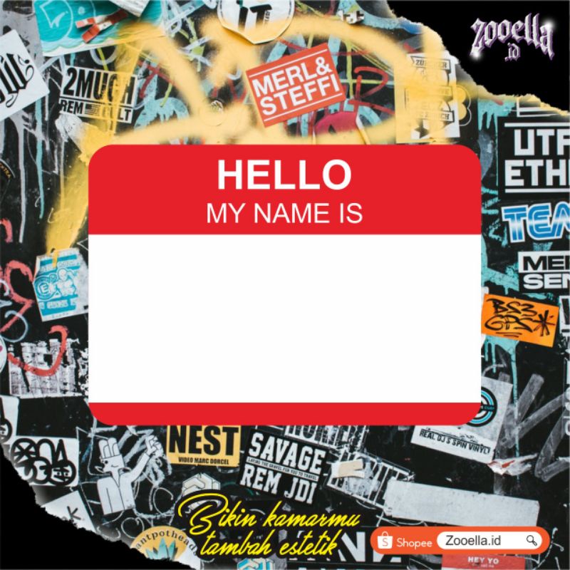 Jual STICKER HELLO MY NAME IS | STICKER TAG GRAFFITI | STIKER NAMA ...