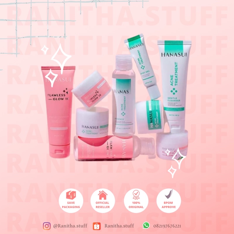 Jual HANASUI PAKET SKINCARE FLAWLESS GLOW AND ACNE SERIES | Shopee ...