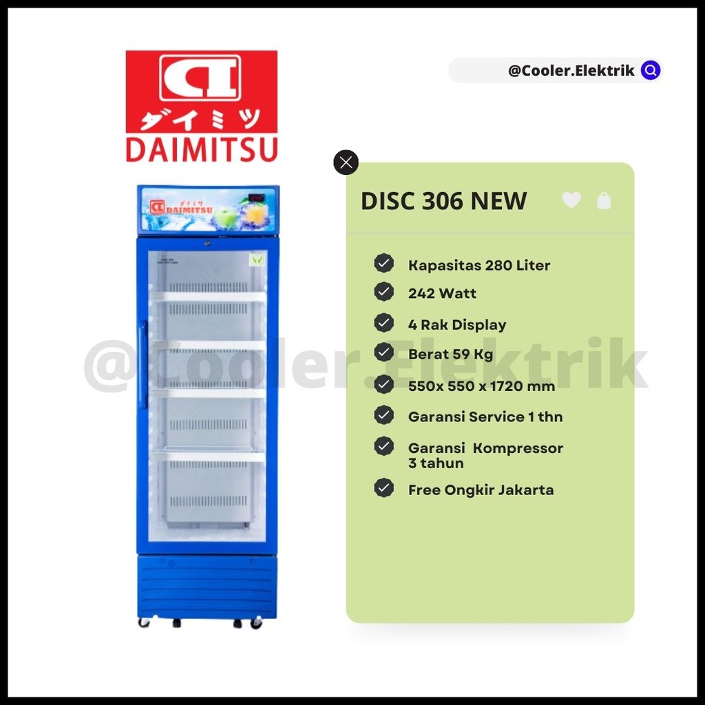 Jual SHOWCASE / LEMARI PENDINGIN MINUMAN KACA 4 RAK DAIMITSU tipe DISC ...