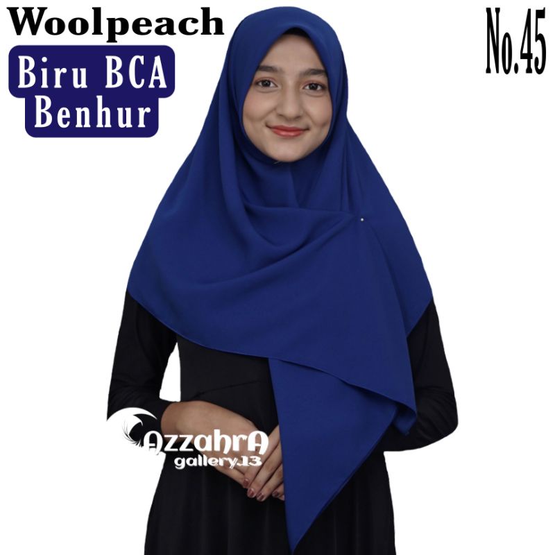 Jual Jilbab Hijab Kerudung segi empat Murah WOOLPEACH No.45 (Biru BCA) | Shopee Indonesia