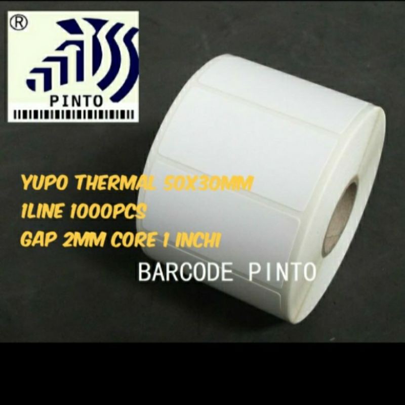 Jual Yupo Thermal 50x30mm 1Line 1000pcs Gap 2mm Core 1 Inchi / Label ...