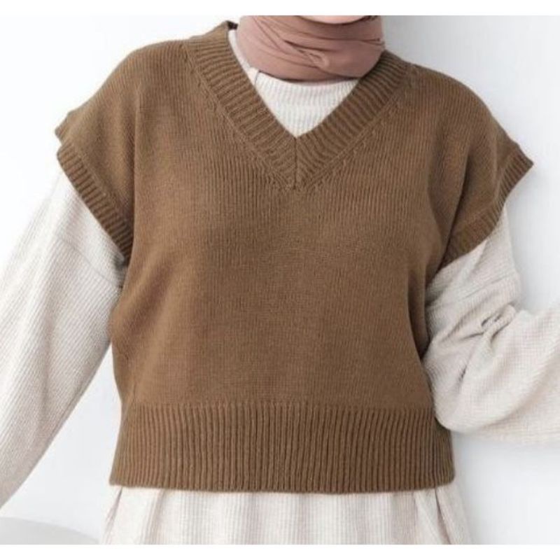 Jual Vest Rajut Wanita Alya Premium KNIT TEBAL | Shopee Indonesia