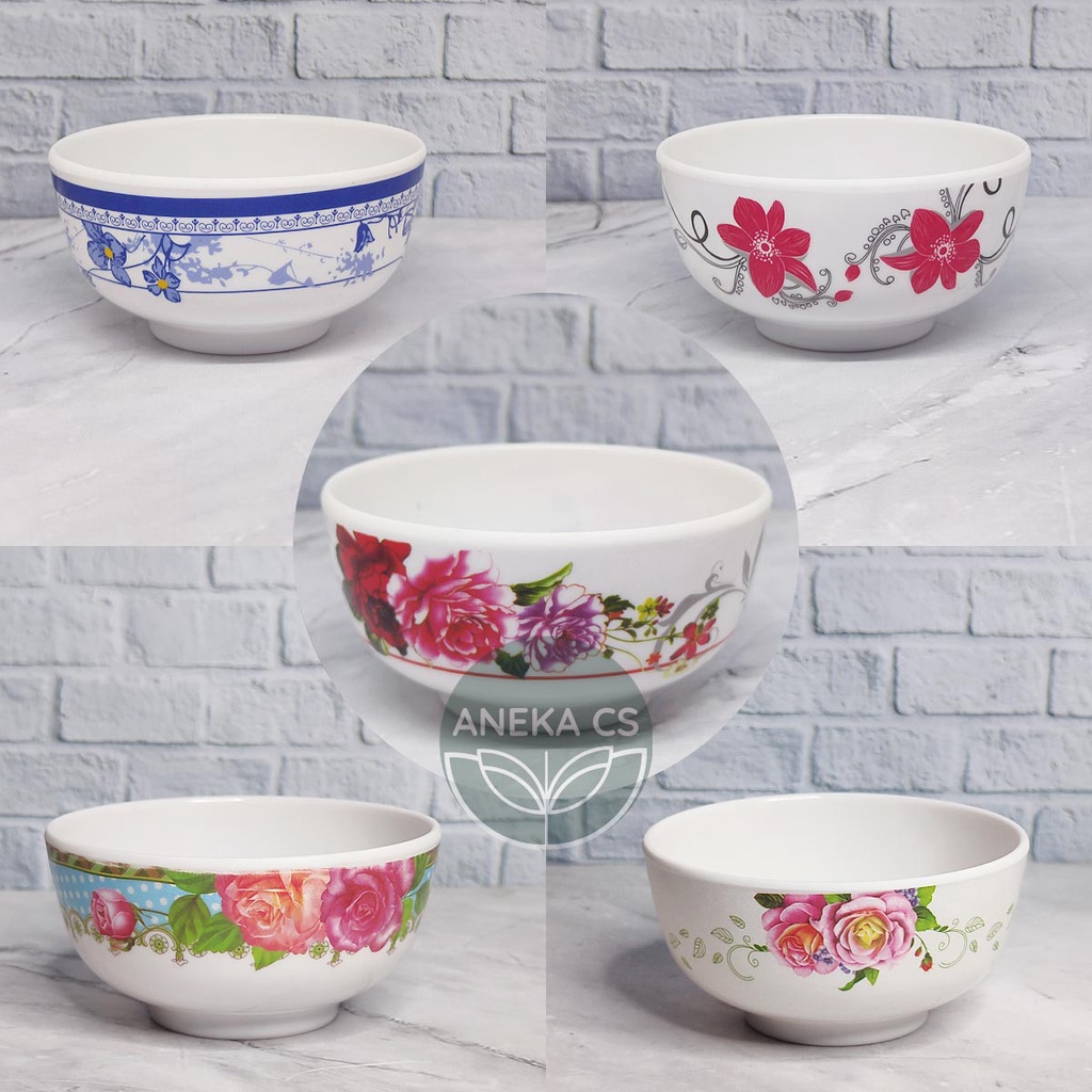 Jual Mangkok Kecil Melamin 4.5 Inch - Mangkok Motif Bunga - Mangkok ...