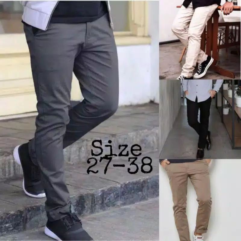 Jual TERLARIS] CELANA PANJANG PRIA UKURAN 27-38 PREMIUM QUALITY CHINOS SLIMFIT COWO SKINNY POLOS ...
