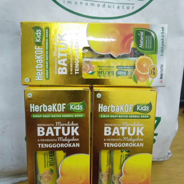 Jual Herbakof kids stick pack isi 5 pack sirup obat batuk Herbal anak ...