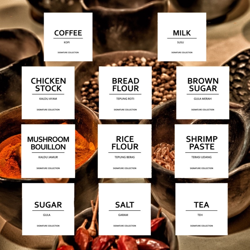 Jual Sticker Vinyl 6x6cm Stiker Label Bumbu Dapur Gula Garam Tepung ...