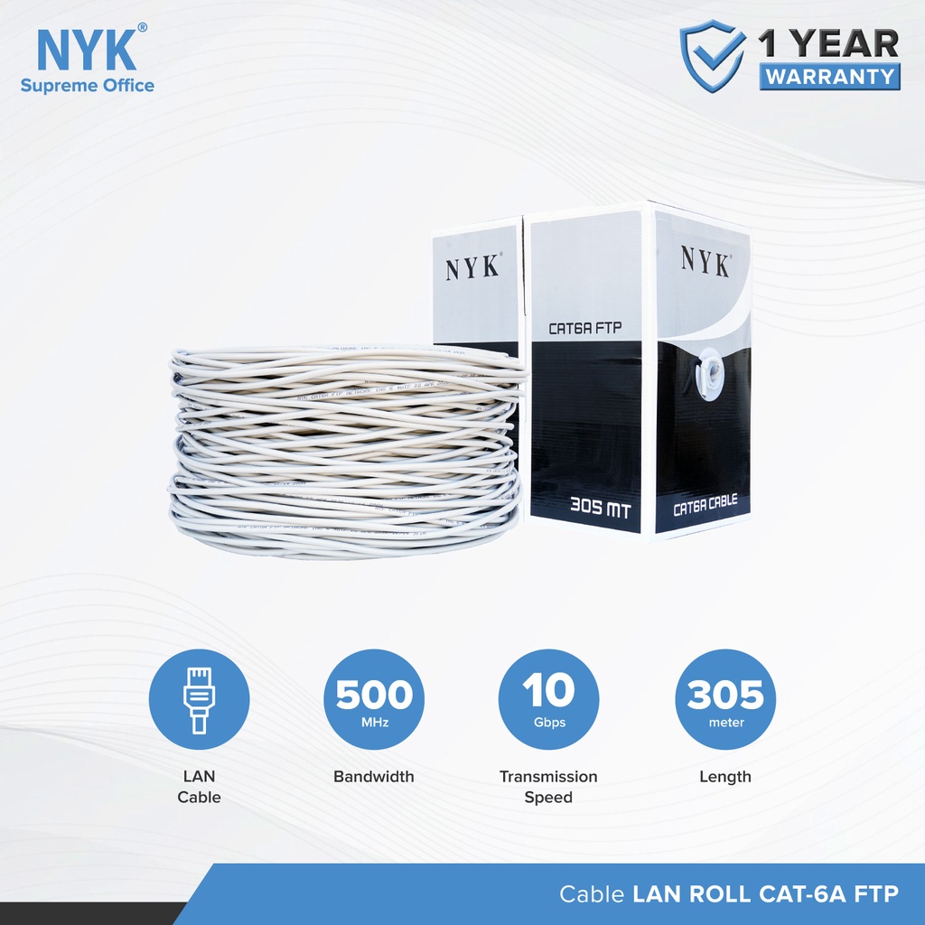 Jual NYK Kabel Internet/Ethernet LAN ROLL FTP CAT6A 305 Meter | Shopee Indonesia