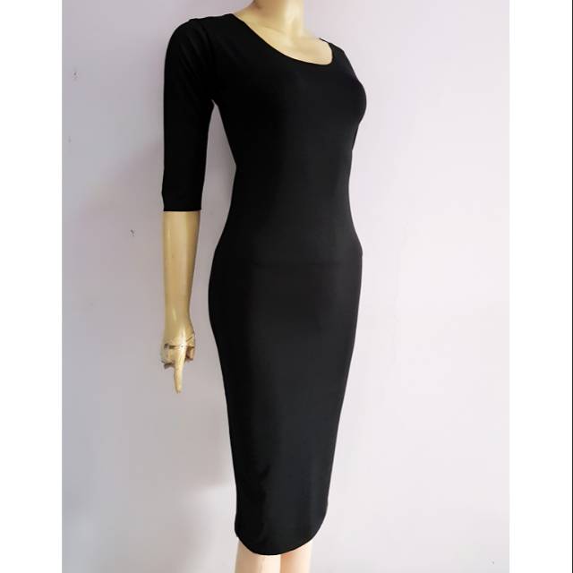 Jual Midi dress hitam polos | Shopee Indonesia