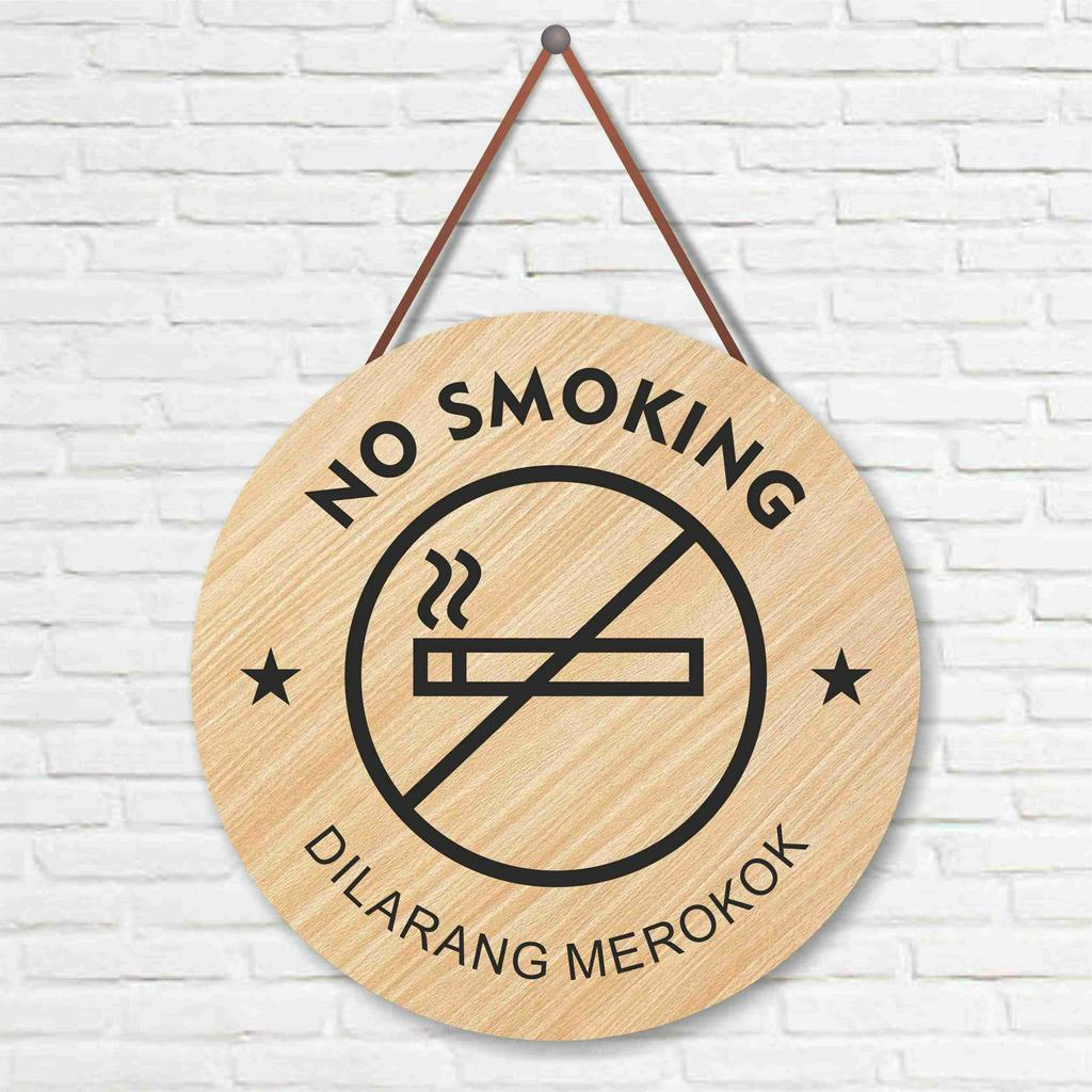 Jual no smoking, dilarang merokok signboard mdf bulat diameter 20cm ...