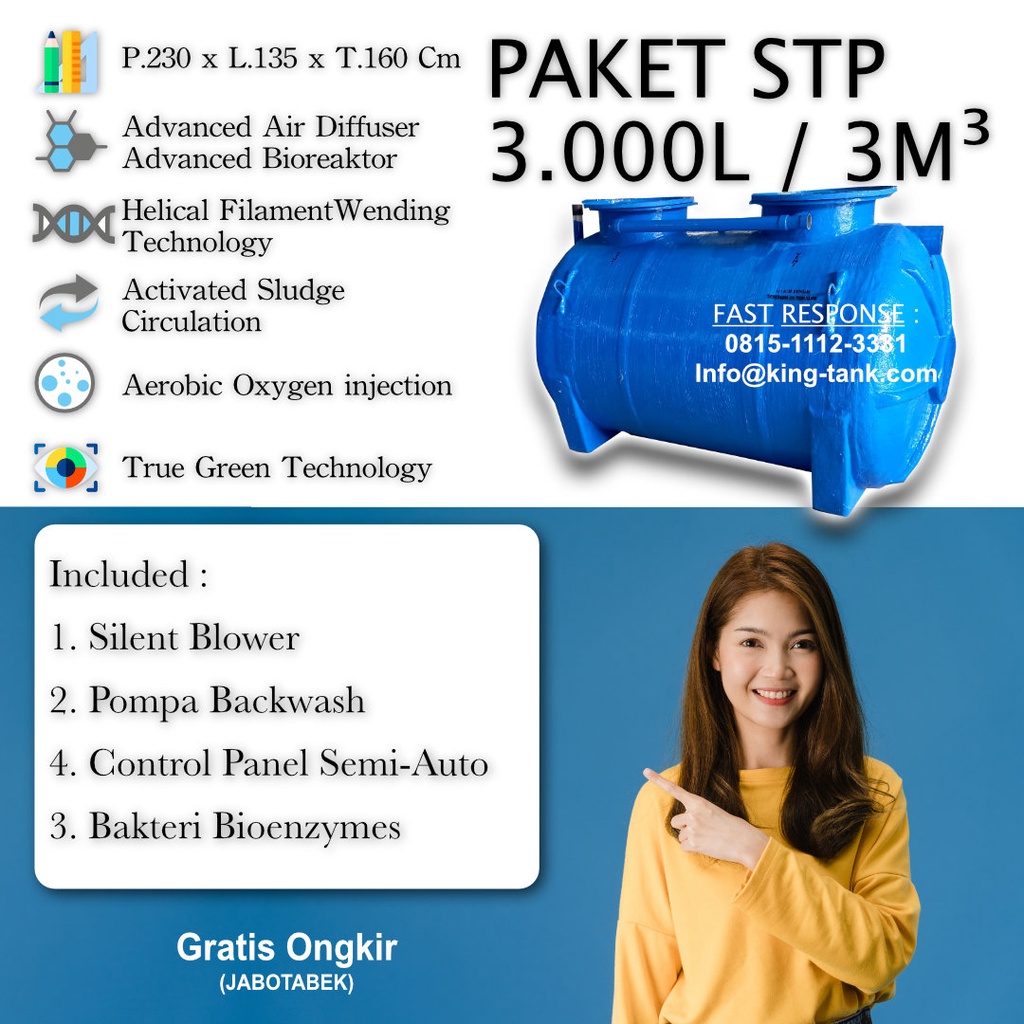 Jual Tangki STP BIOTECH IPAL 3000 Liter / 3m3 | Shopee Indonesia