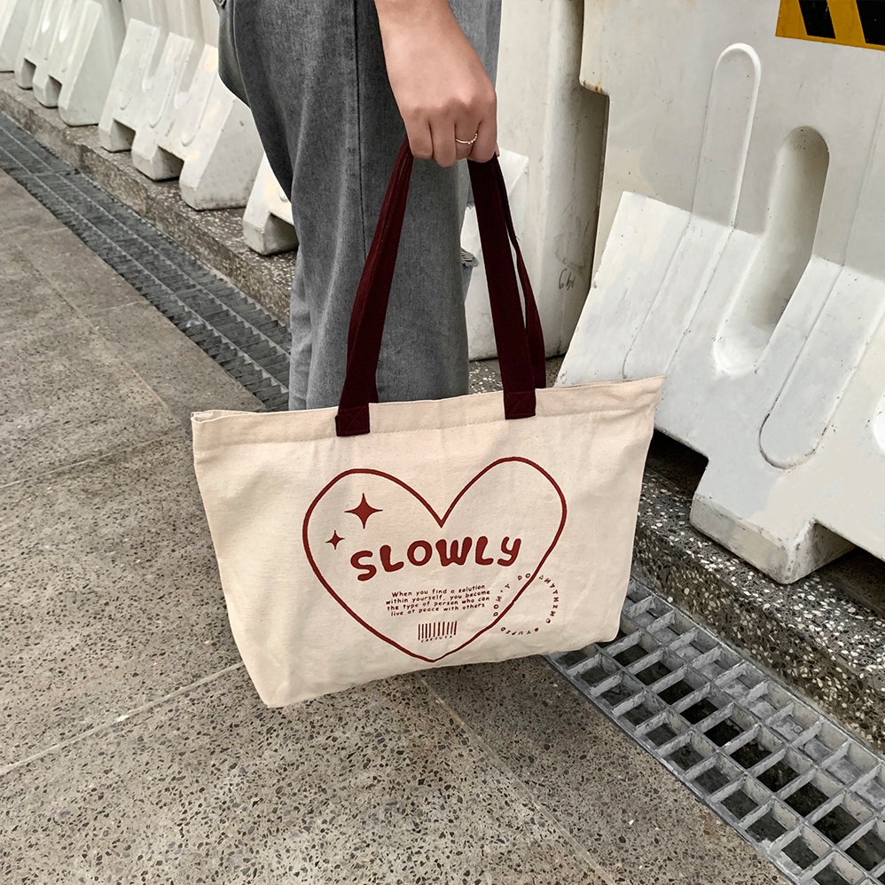 Jual CANVAS PREMIUM ASLI TEBAL TAS BAG CANVAS BAG SLOWLY | Shopee Indonesia