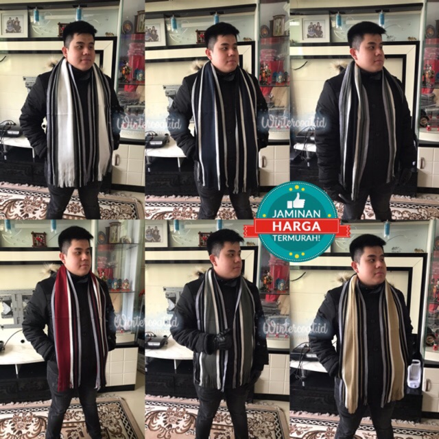 Jual READY INDONESIA Syal Rajut Pria Aldi Men scarf winter cowok ...