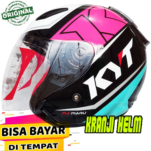 Jual Helm / Helm half face / Helm kyt dj maru #17 black aqua blue fuxia terbaru | Shopee Indonesia