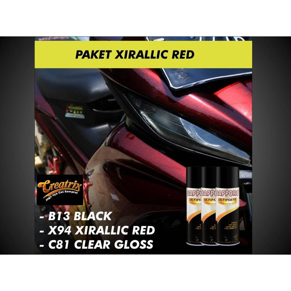 Jual Paket Cat Semprot SAPPORO ULTIMATE X94 Xirallic RED ekonomis | Shopee Indonesia
