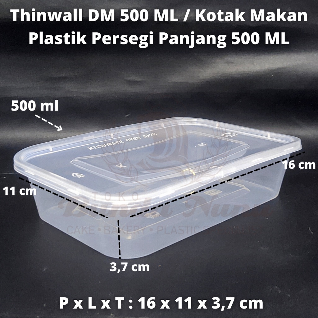 Jual Thinwall Kotak Makan Plastik Persegi Panjang/ Food Container 500 ...