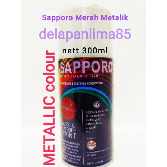 Jual Sapporo Paint Metalic Red 7190 / Merah Metalik/ cat semprot/ pylox ...