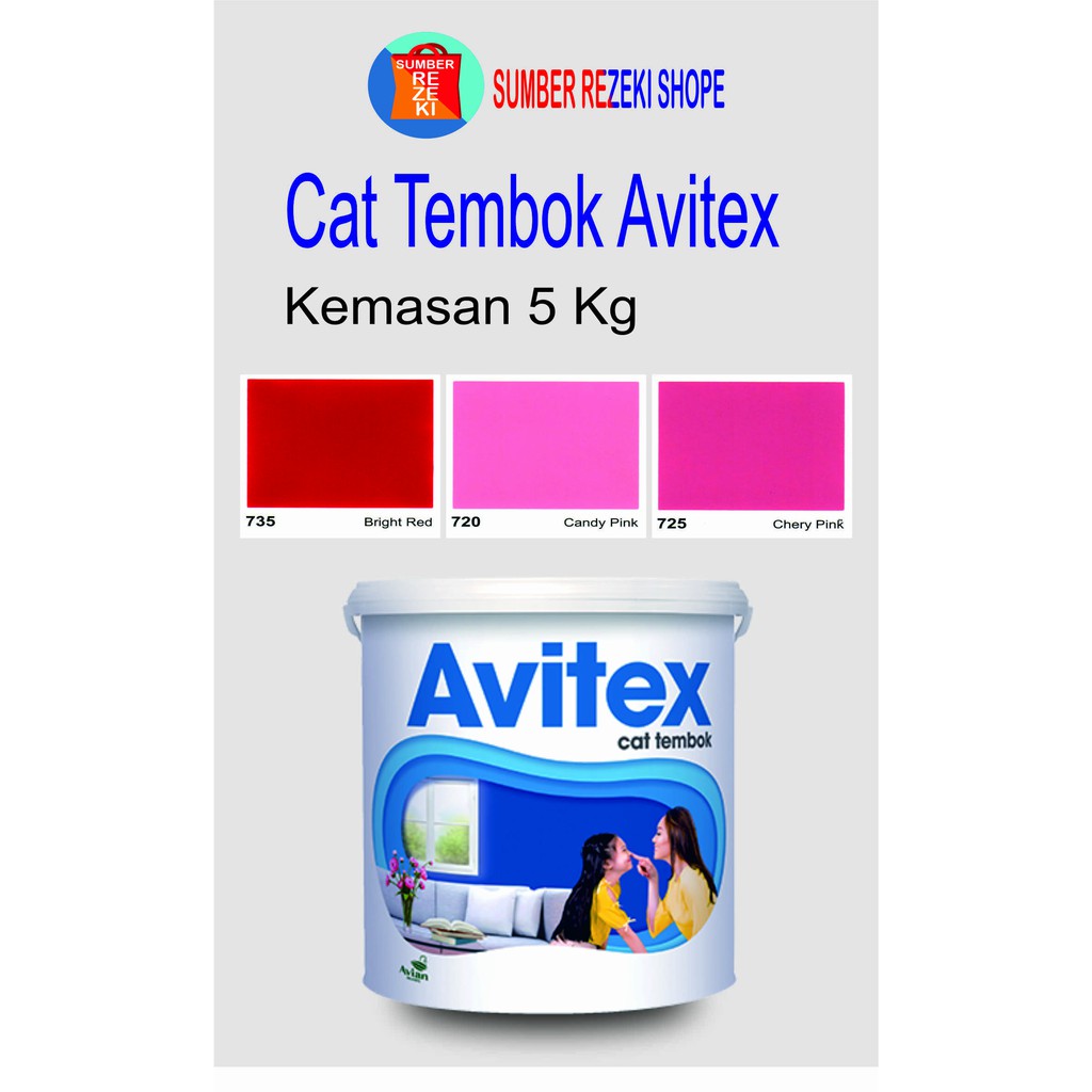 Jual Cat Tembok (Merah, Pink) Plafon Gypsum Avitex Interior 5kg Avian ...