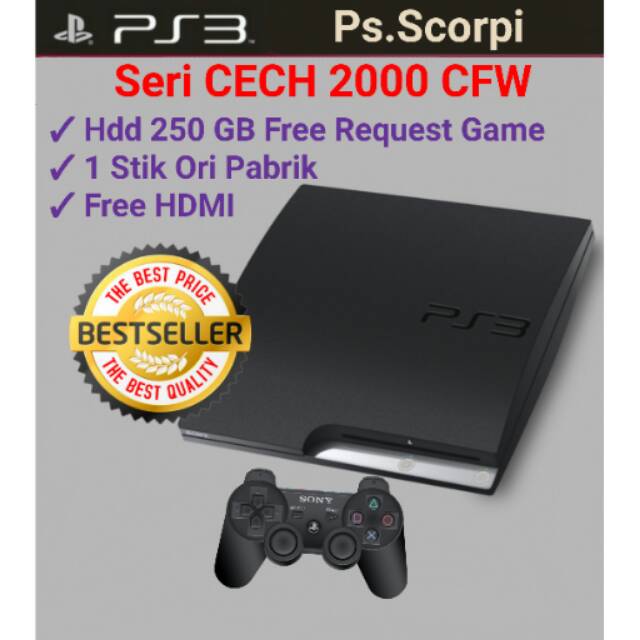 Jual PS3 SLIM CFW 250GB CECH 20XX ( 1 STIK ) | Shopee Indonesia