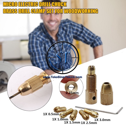 Jual Paket Chuck set Drill 2.35mm Collet 7in1 5pcs Motor DC Coupling ...