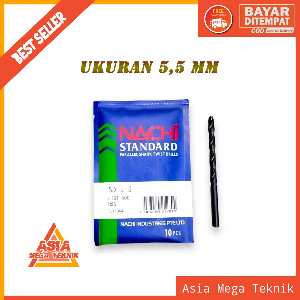 Jual NACHI mata bor besi eceran 3mm 4mm 4.5mm 5.5mm 6mm 7mm 8mm 10mm twist drill hss Original ...