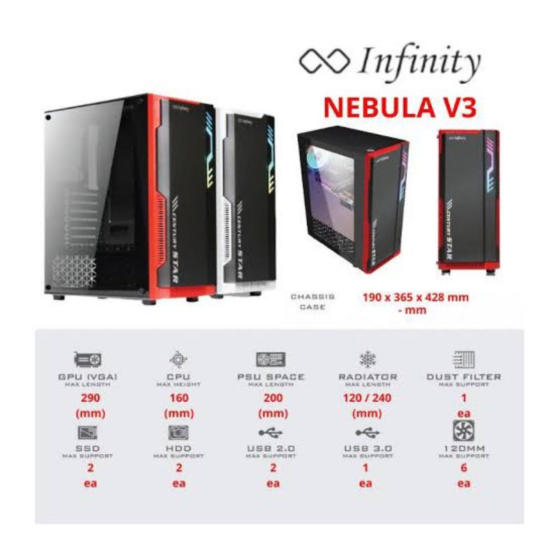 Jual Casing PC Gaming Infinity Nebula V3 ATX Tempered Glass NO PSU ...